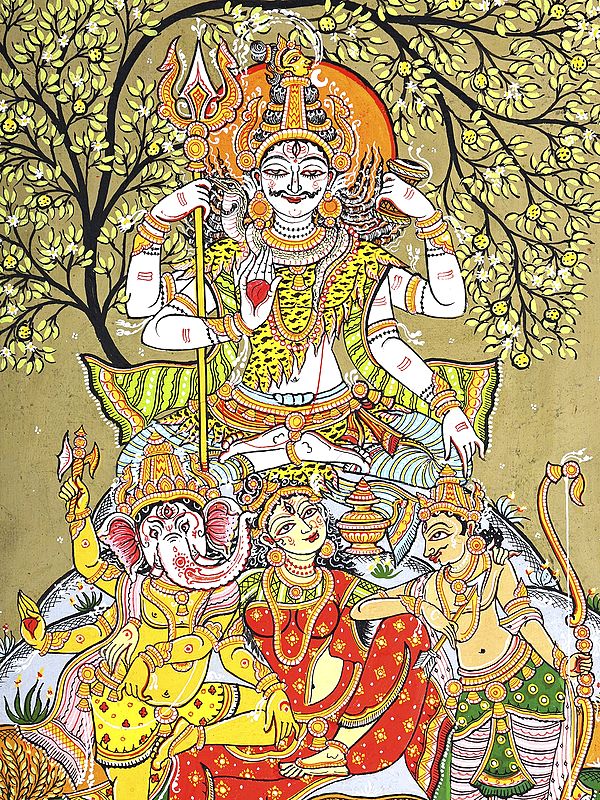 Shiva Parivar | Pattachitra Painting | Exotic India Art
