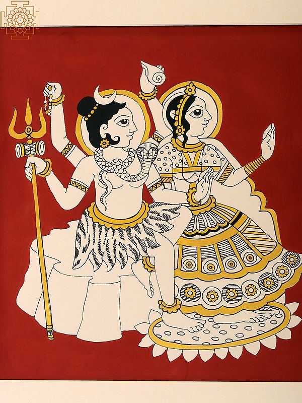 Lord Shiva with Devi Parvati | Par Painting | Exotic India Art