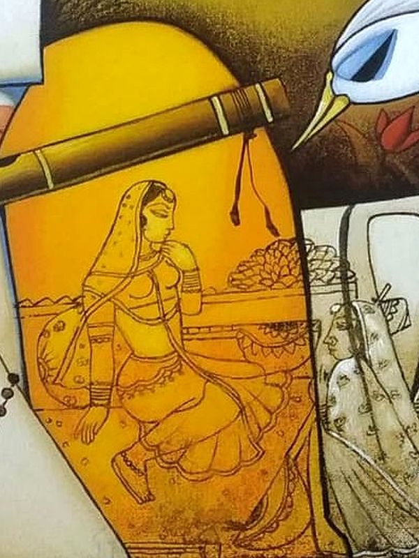 Shri Krishna With Devotees | Acrylic On Canvas | By Arvind Mahajan ...