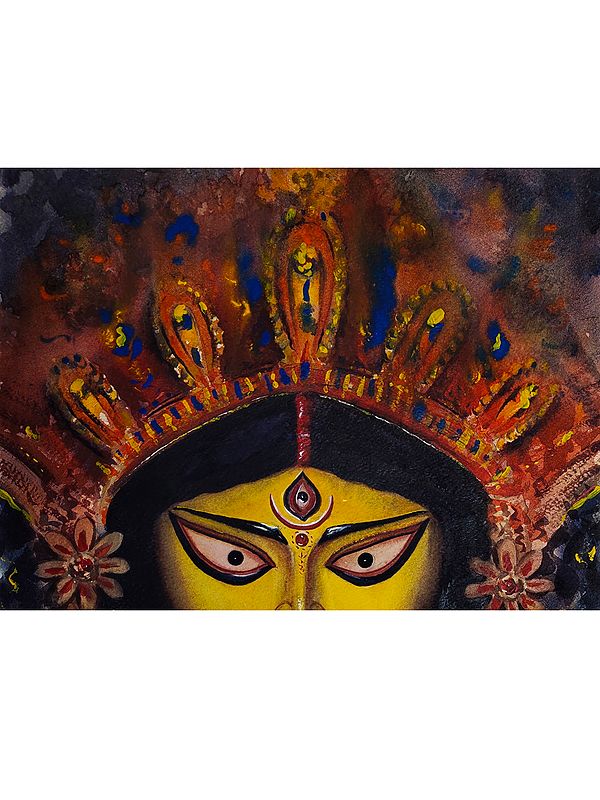 Goddess Durga | Watercolor Painting by Anupam Pathak | Exotic India Art