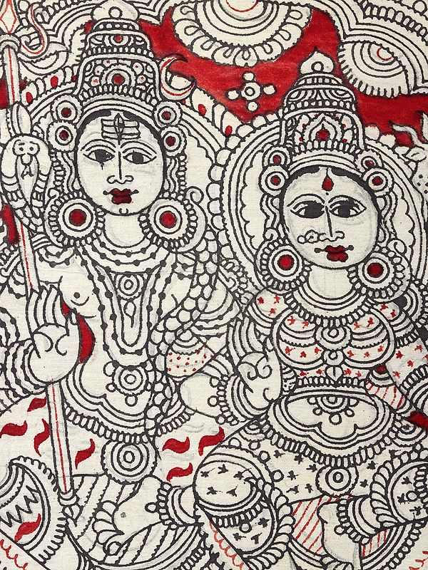 Shiva Parvati | Kalamkari Painting | Exotic India Art