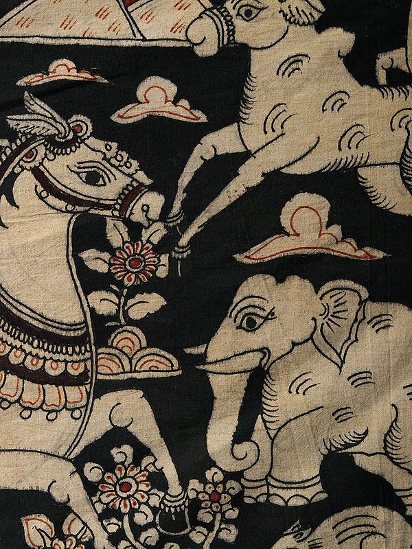 Animals in The Jungle | Kalamkari Painting | Exotic India Art