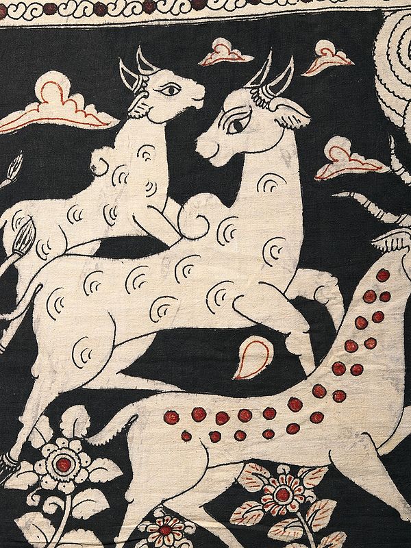 Gentle Animals | Kalamkari Painting | Exotic India Art