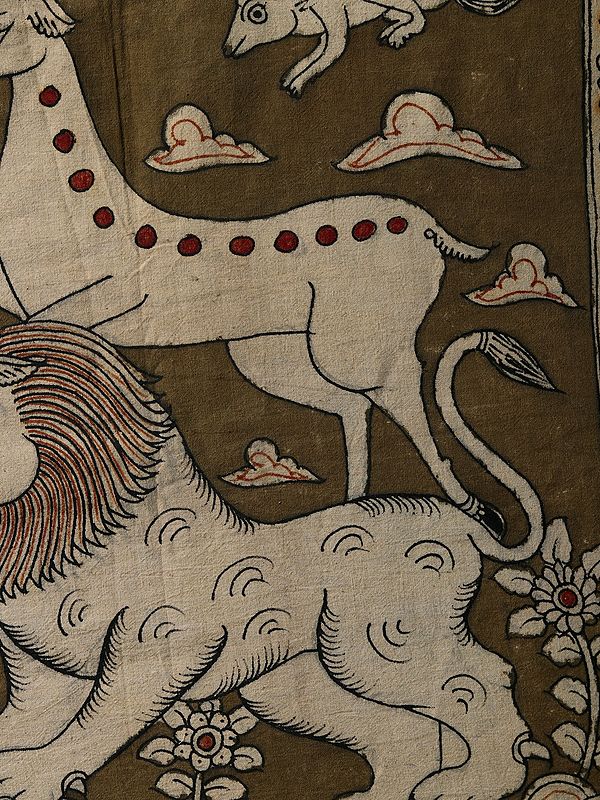 Beasts in The Forest | Kalamkari Painting | Exotic India Art