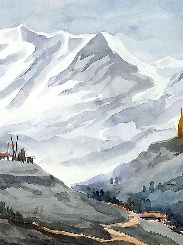 Beauty Of Calm Himalaya Peaks | Watercolor On Paper | By Samiran Sarkar ...