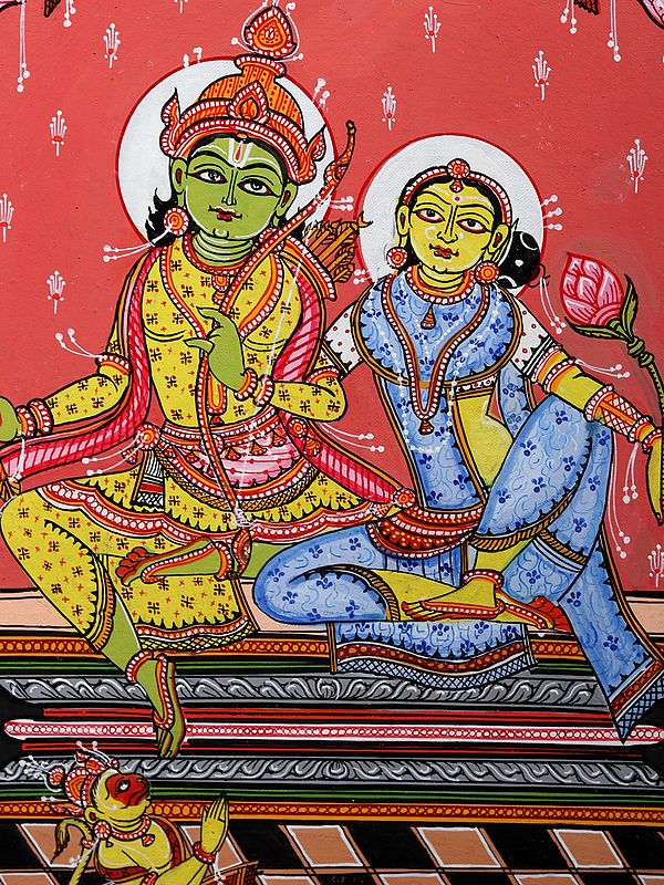 Siya - Ram with Bhakta Hanuman | Pattachitra Painting from Odisha ...