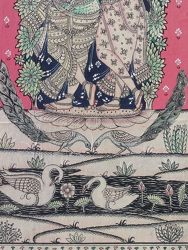 Radha And Krishna With Nature | Natural Color On Handmade Sheet | By ...