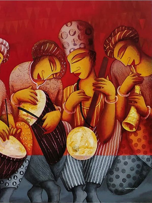 Tribal Musicians Acrylic Painting | On Canvas | By Samir Sarkar ...