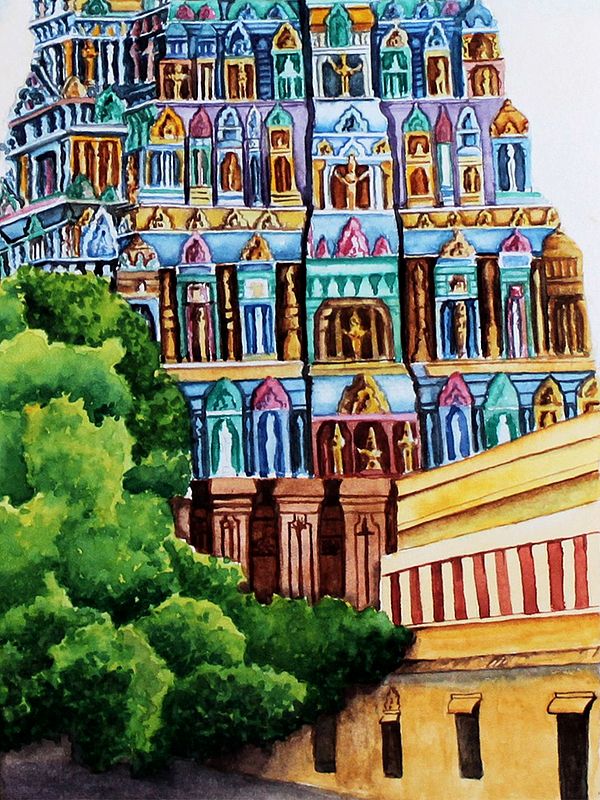 Madurai'S Pride - Temple | Watercolor On Paper | By Rohini R Sundar ...