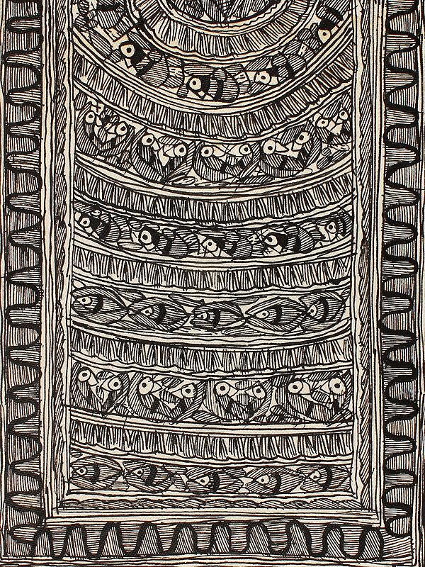 Black & White Godna Art | Madhubani Painting | Exotic India Art