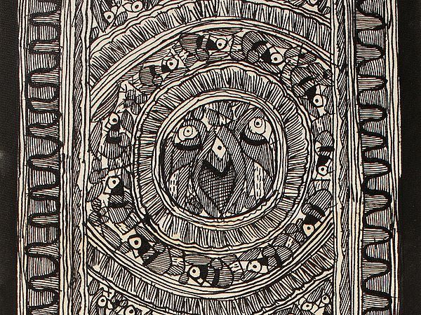 Black & White Godna Art | Madhubani Painting | Exotic India Art