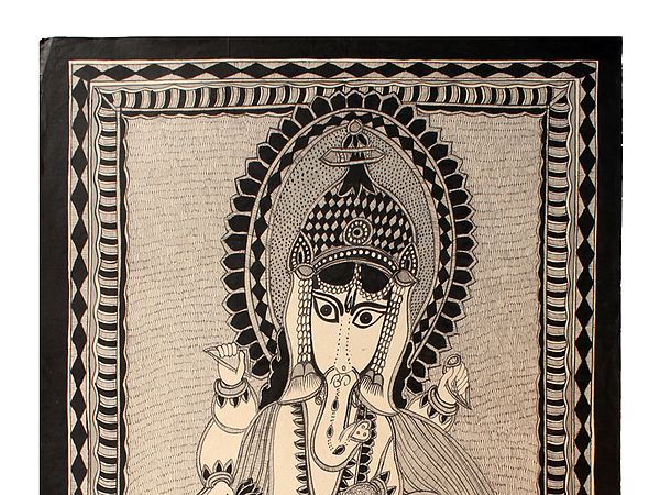 Ganesha Standing On Mushak | Madhubani Painting | Exotic India Art