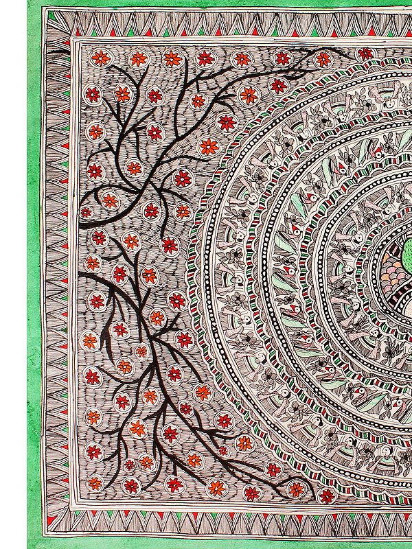 Small Characters Mandala Art With Branches | Madhubani Painting ...