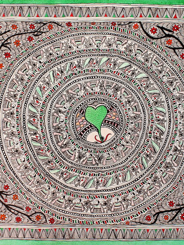 Small Characters Mandala Art With Branches | Madhubani Painting ...