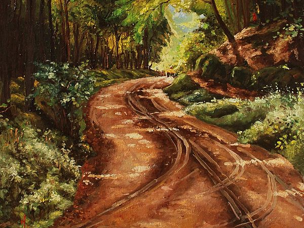 Forest Pathway | Oil On Canvas | Exotic India Art