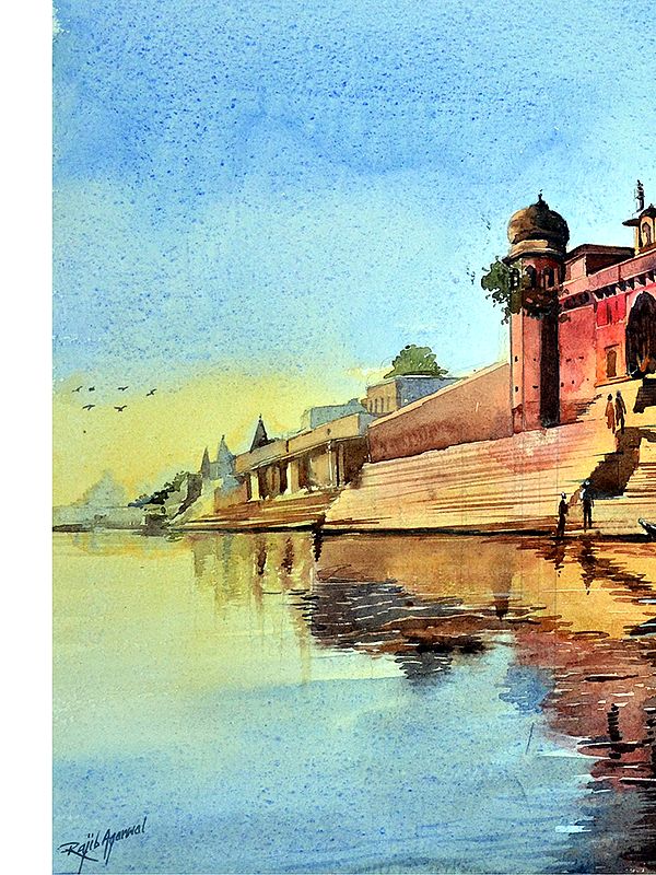 Chet Singh Ghat | Watercolor Painting by Rajib Agarwal | Exotic India Art