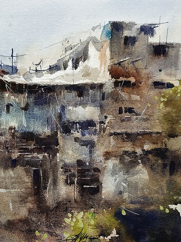 Slum Houses In City | Loose Watercolor Painting | By Achintya Hazra ...
