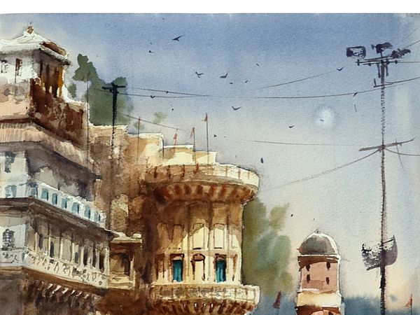 Banaras | Watercolor Painting by Achintya Hazra | Exotic India Art
