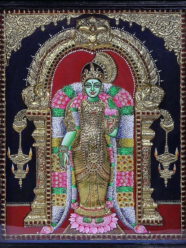 Goddess Andal Tanjore Painting | Traditional Colors With 24K Gold ...