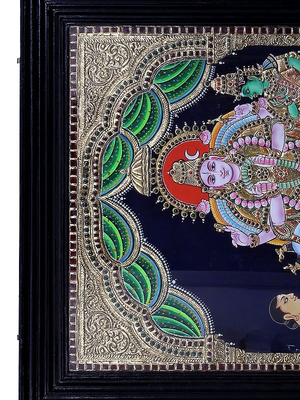 Shiva Parvathi on Nandi Tanjore Painting | Traditional Colors With 24K ...