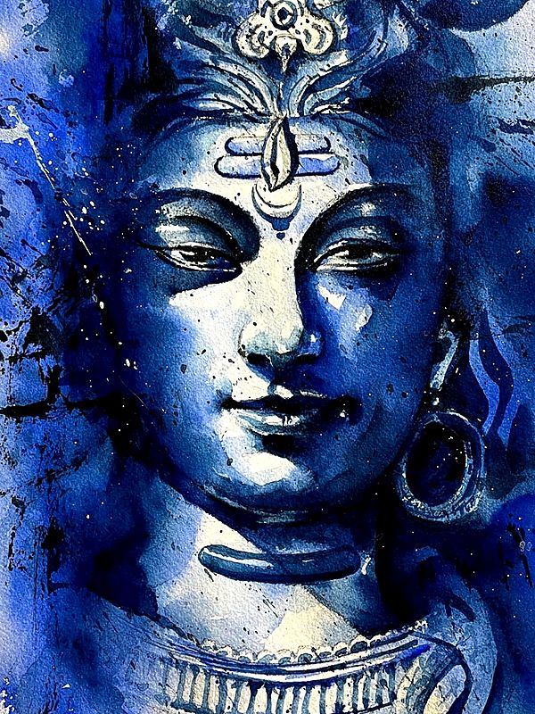 Blue Portrait Of Lord Shiva | Water Color | Painting By Jugal Sarkar ...