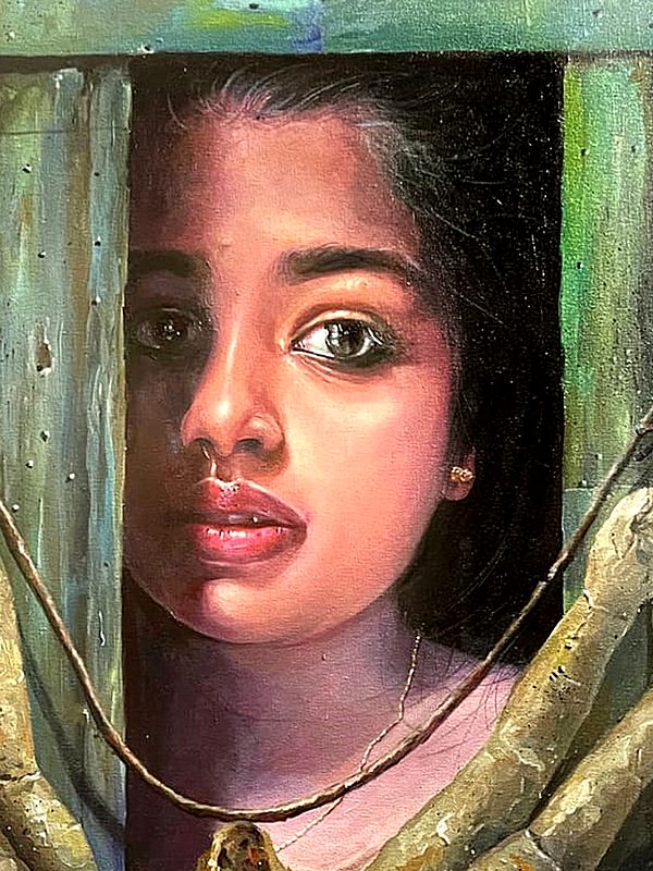 Bounded Woman | Acrylic on Canvas | Painting by Jugal Sarkar | Exotic ...