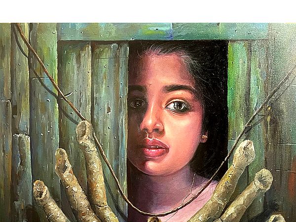 Bounded Woman | Acrylic on Canvas | Painting by Jugal Sarkar | Exotic ...