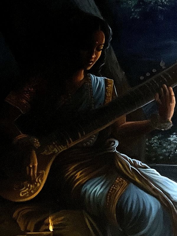 Goddess Saraswati | Painting by MK Goyal | Exotic India Art