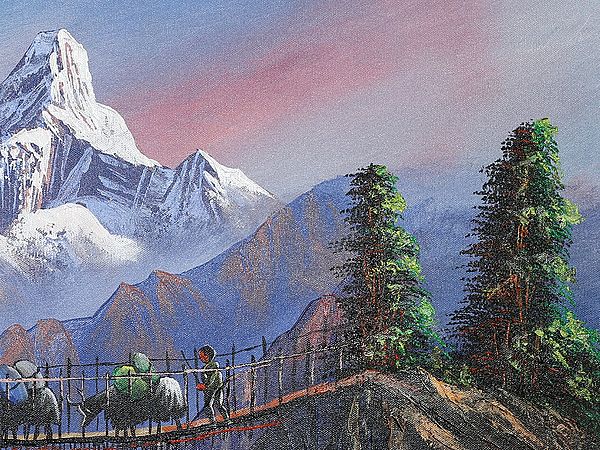 Bridge at Amadablam | Oil Painting | Exotic India Art