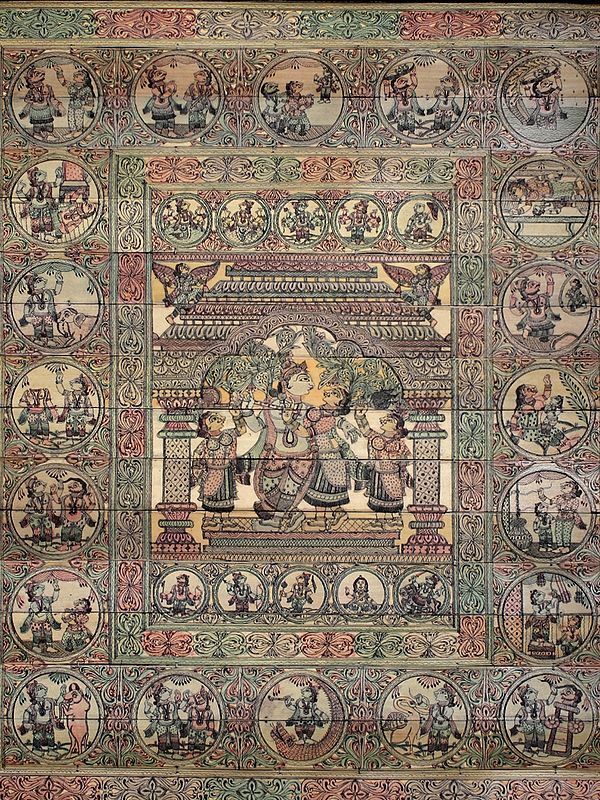 Mohan-Mohini (Radha Krishna) with Krishna Leela | Exotic India Art