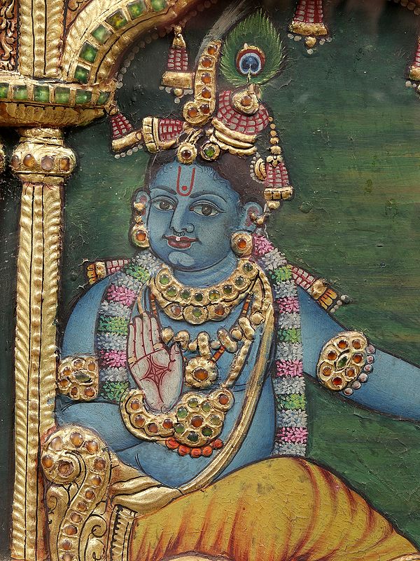 Geethopadesam Embossed Tanjore Painting with Teakwood Frame | Exotic ...