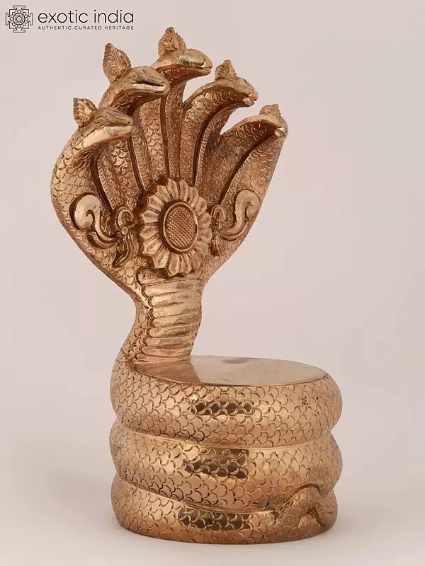 8'' Hindu Serpent Throne Bronze Statue | Exotic India Art
