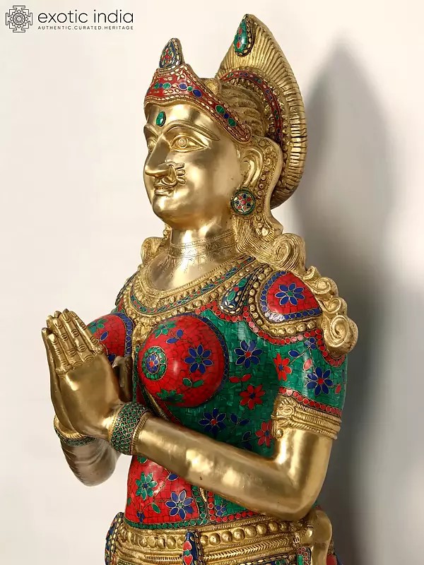 72" Large Brass Namaste Lady (Anjali Mudra) | Brass Statue | Exotic ...