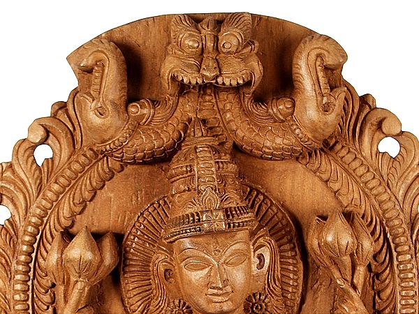 36" Large Wooden Standing Devi Lakshmi on Lotuse | Wall Panel | Exotic ...