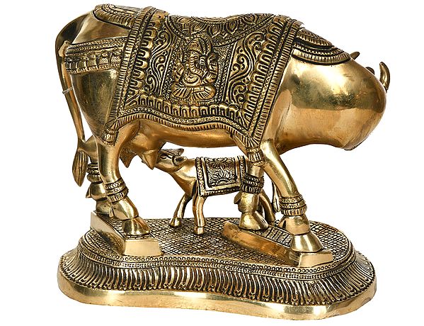Cow with Lakshmi Ganesha | Exotic India Art