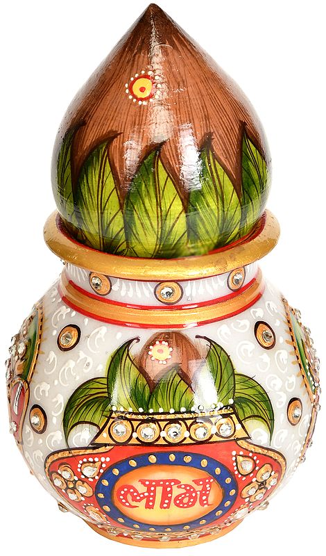 Shubh-Labh Kalash with Coconut | Exotic India Art