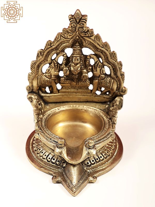 4" Gajalakshmi Wick Diya In Brass | Handmade | Made In India | Exotic ...