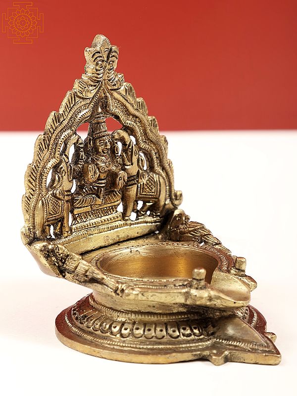 4" Gajalakshmi Wick Diya In Brass | Handmade | Made In India | Exotic ...