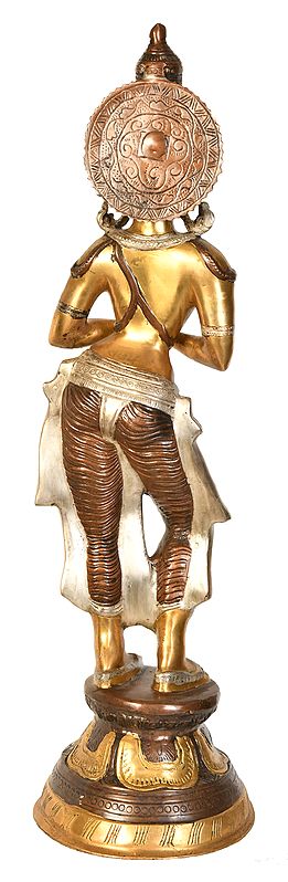 28" Namaste Lady In Brass | Handmade | Made In India | Exotic India Art