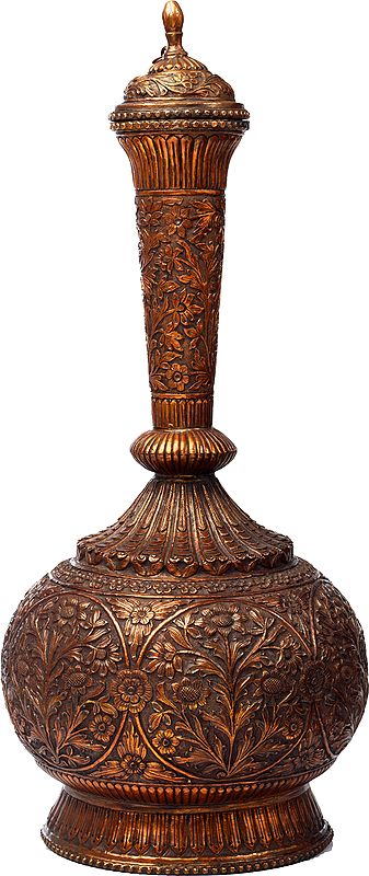 Intricately Carved Lidded Surahi | Exotic India Art
