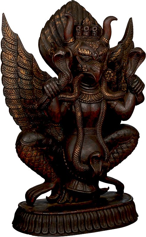 The Solemn Garuda, With Snakes In His Hand And Horns On His Head ...