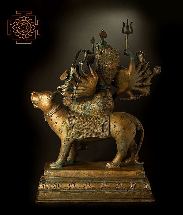 Simhavahini Durga, Wielding A Weapon In Each Of Her Eighteen Arms ...