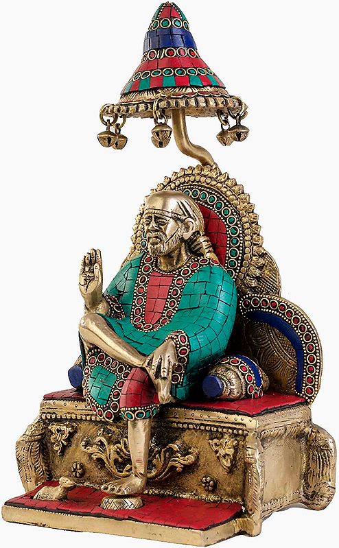 12" Sai Baba Seated on Throne In Brass | Handmade | Made In India ...