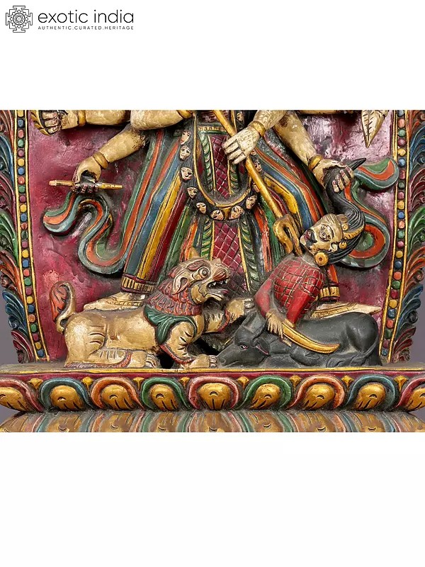 Ugra-Chandi- Durga Wooden Statue | Exotic India Art