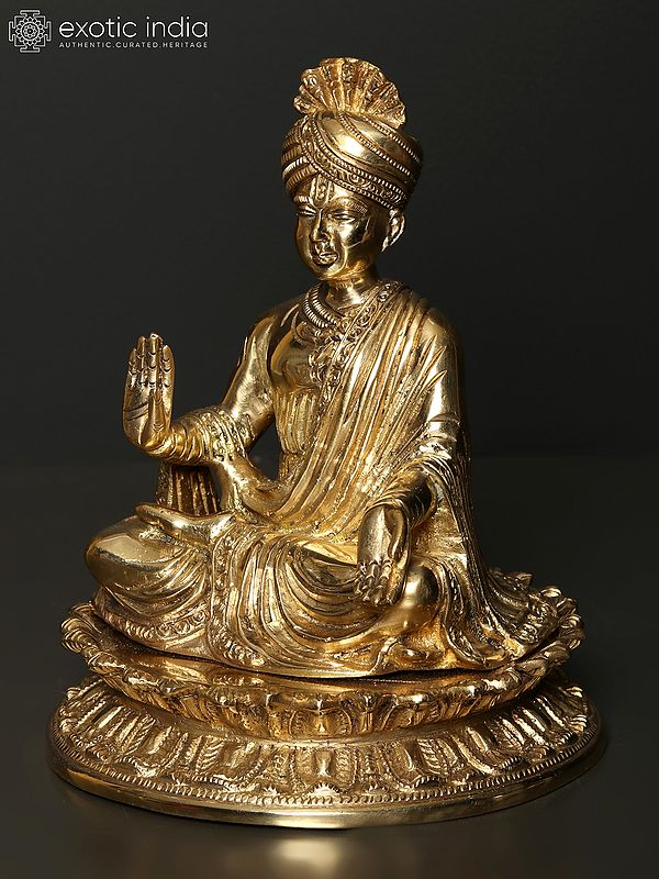 7" Swaminarayan (Sahajanand Swami) | Brass Statue | Exotic India Art