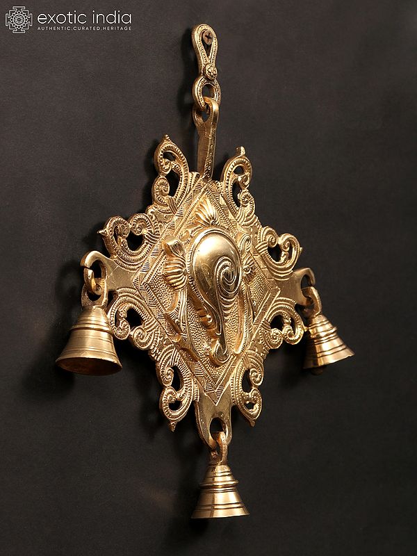 10" Wall Hanging Conch Bell in Brass | Exotic India Art