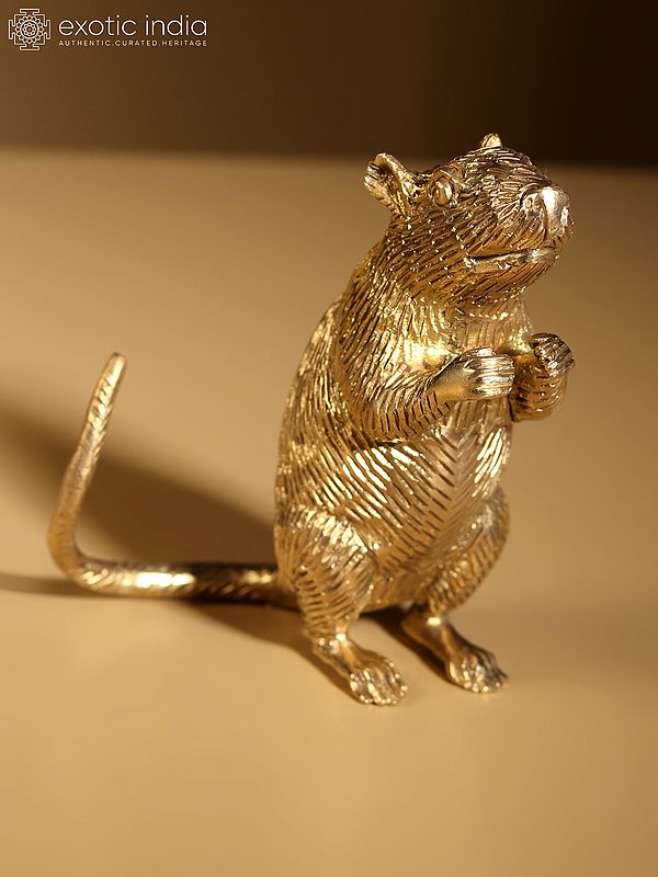 4" Small Ganesha's Rat Brass Figurine | Exotic India Art