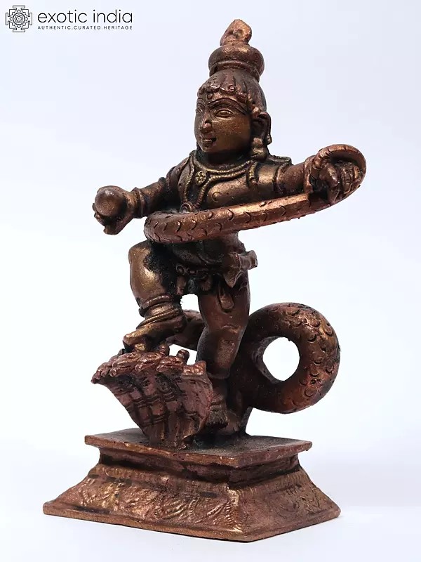 5" Small Kaliya Mardan Krishna Copper Statue | Exotic India Art