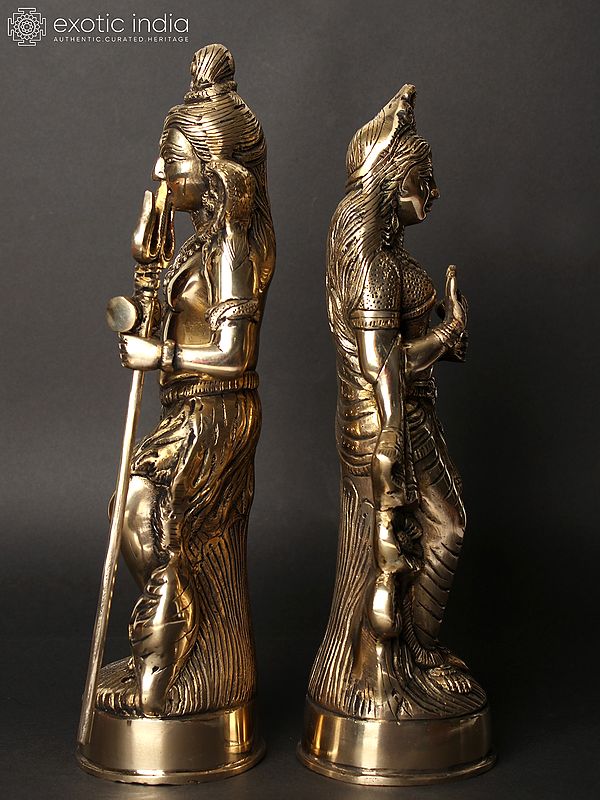 12" Standing Shiva Parvati Idol in Blessing Gesture | Set of Two Brass ...
