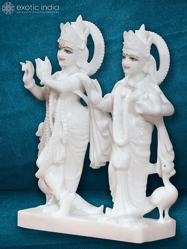 36" Large Pure White Idol Radha And Krishna | Super White Vietnam ...